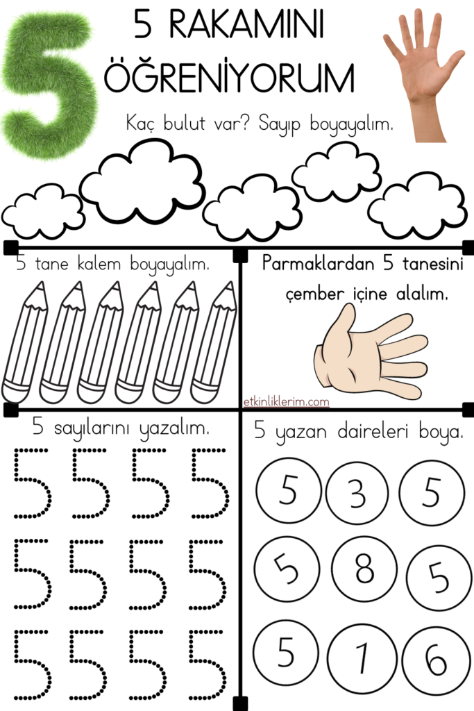 5 Rakamı Okul Öncesi – Etkinliklerim.com