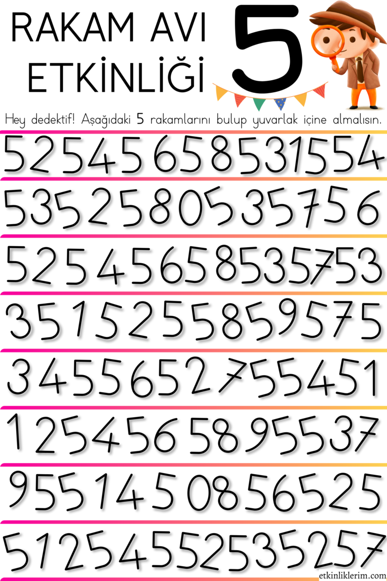 Sayı Avı Okul Öncesi 5 Rakamı – Etkinliklerim.com