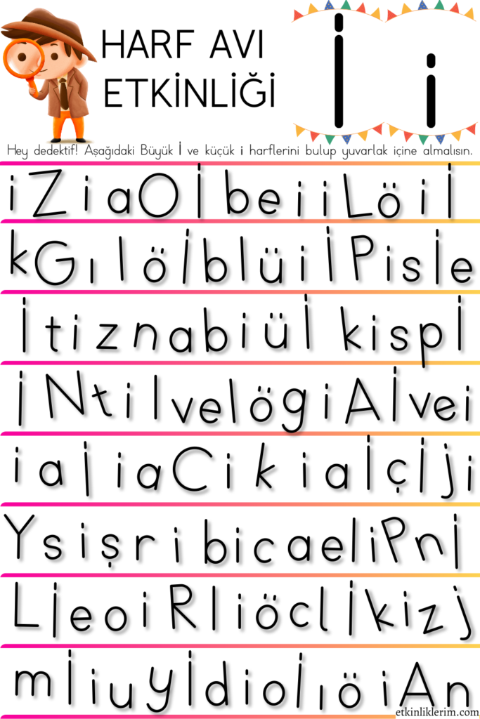 Alfabe Büyük ve Küçük G, Ğ, H, I, İ, J, K Harfleri Çizgi Çalışması ...