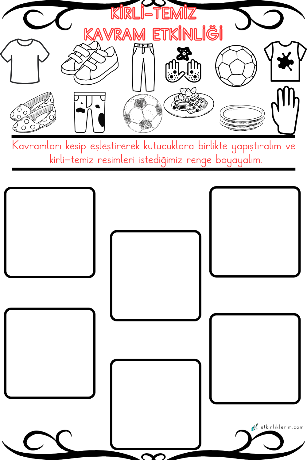 Kirli-Temiz Kavramı Boyama Etkinlikleri – Etkinliklerim.com