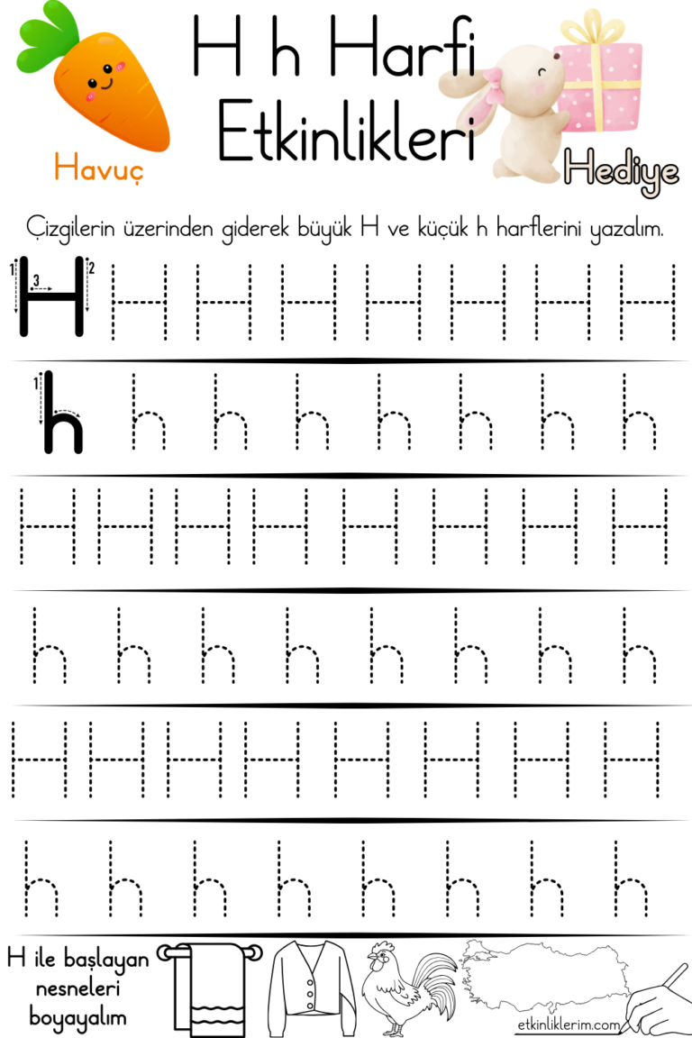 H Harfi ilkokul Çizgi Çalışması – h Sesi Öğreniyorum – Etkinliklerim.com