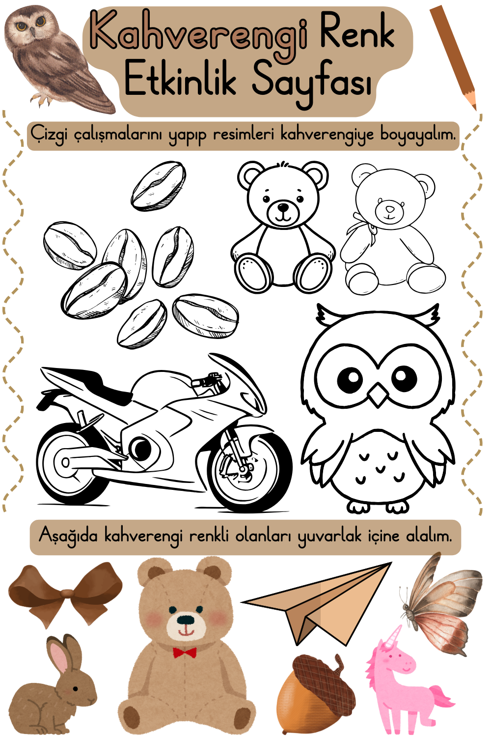 Kahverengi Renk Boyama ve Renkler Etkinliği Çalışma Sayfası ...