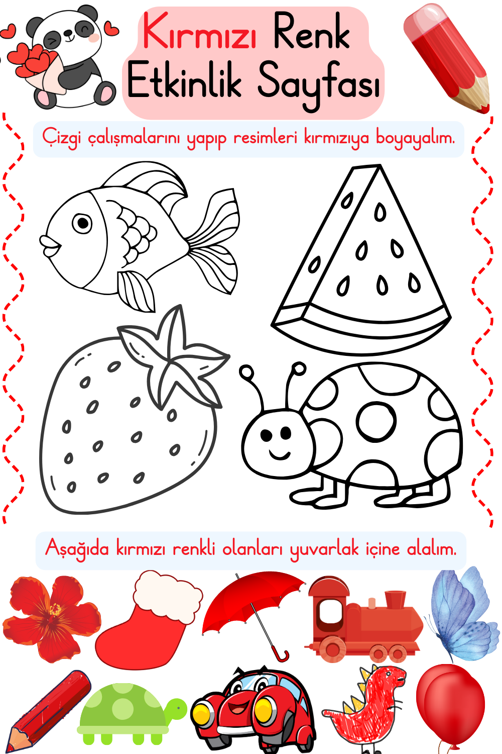 Kırmızı Renk Boyama ve Renkler Etkinliği Çalışma Sayfası ...