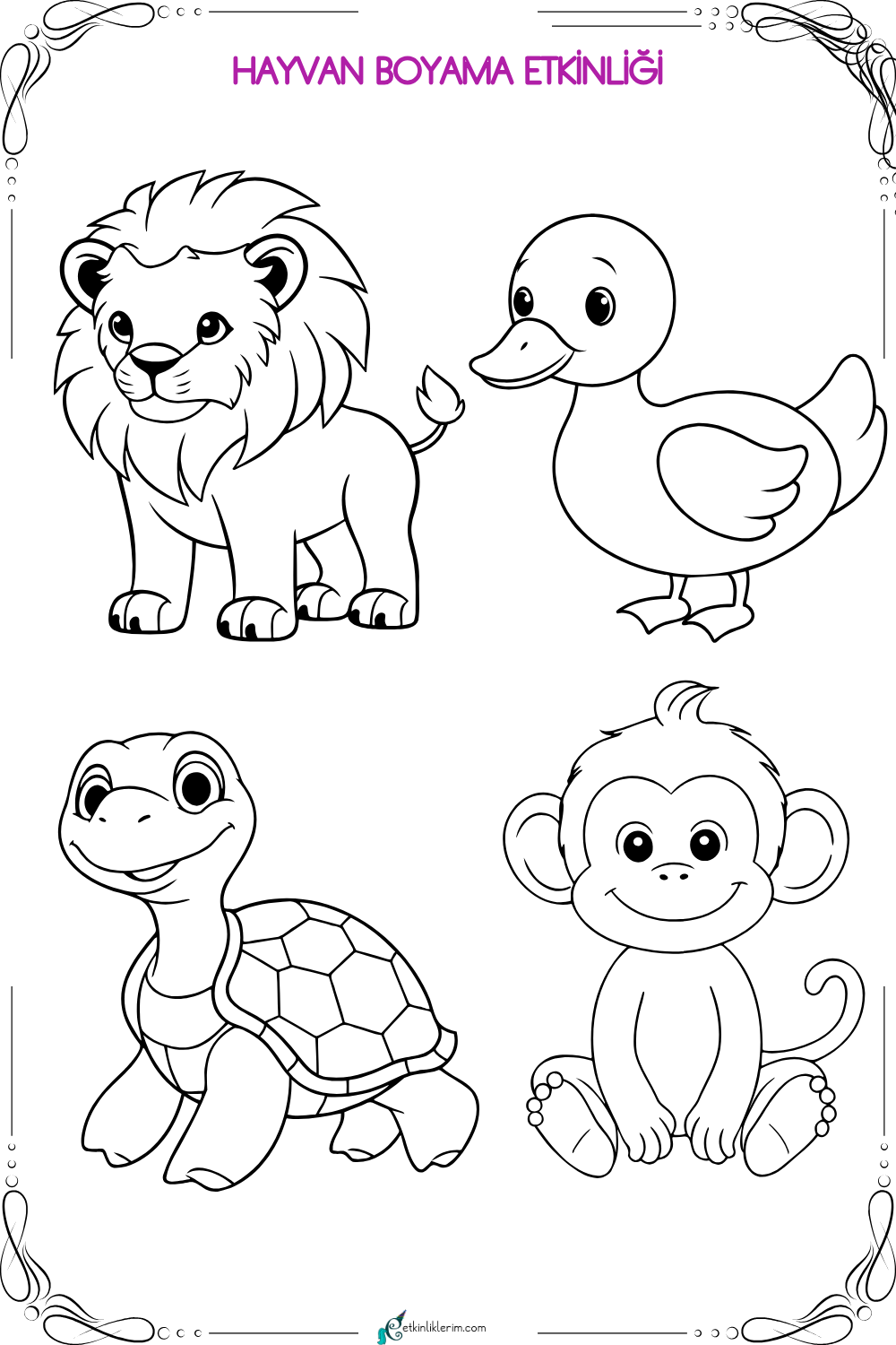 Ücretsiz Hayvan Boyama Sayfaları – Etkinliklerim.com